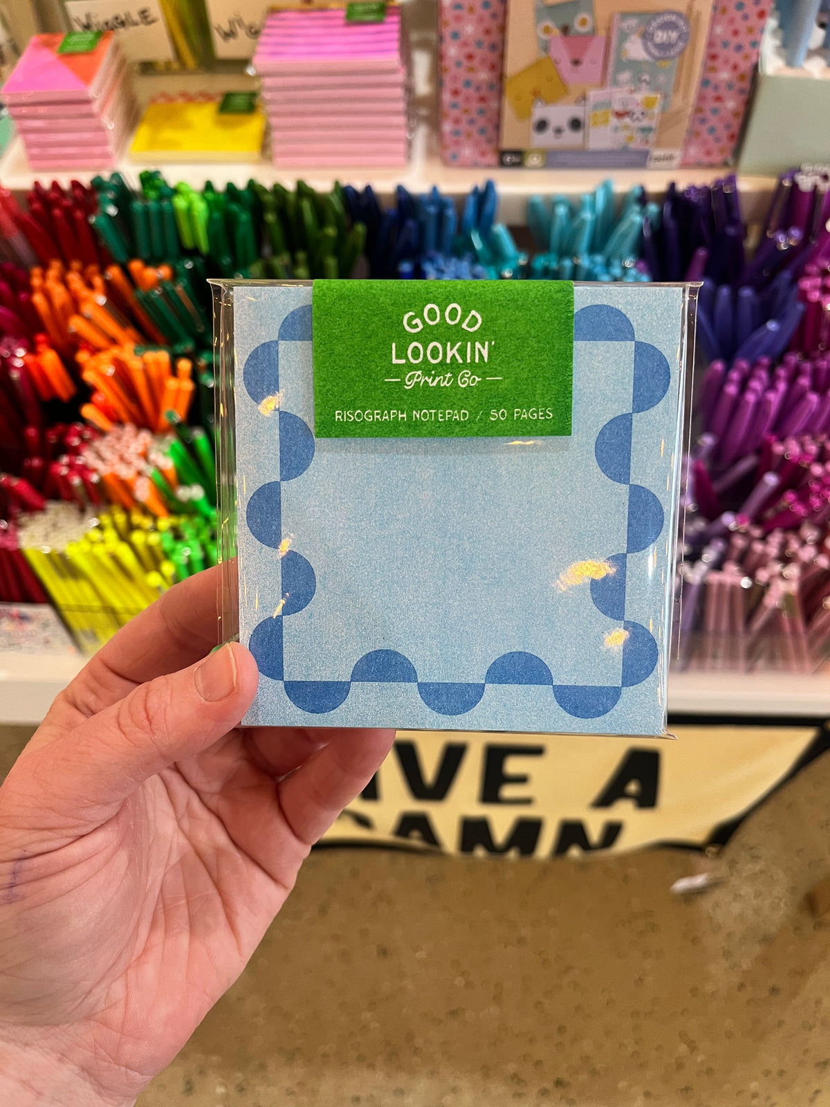 Blue Squiggle Wiggle Notepad – Bench Pressed Letterpress