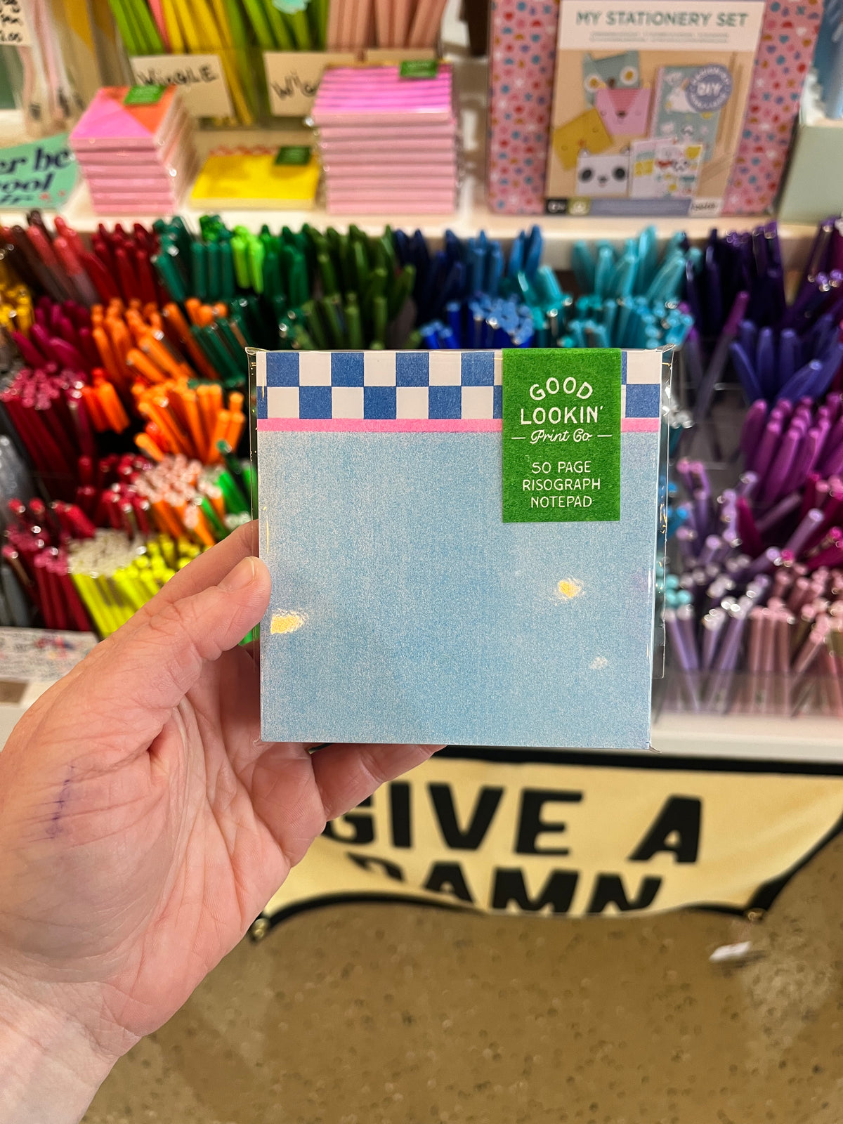 Blue & White Checkerboard Notepad – Bench Pressed Letterpress