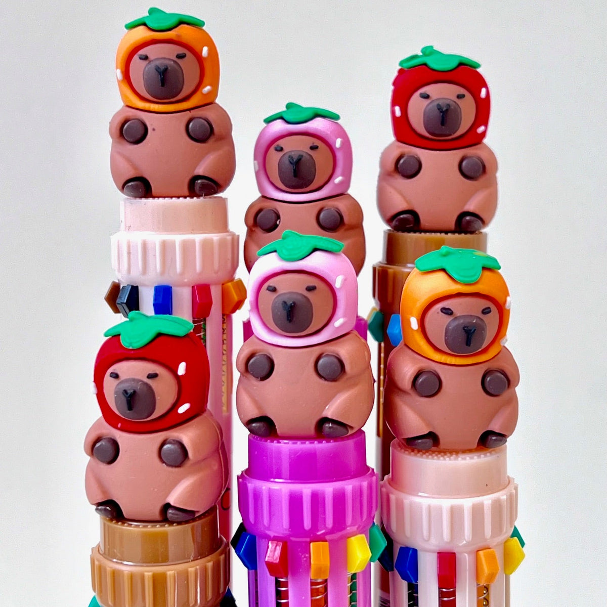 Capybara with Fruit Hat 10 Color Retractable Pen – Bench Pressed ...