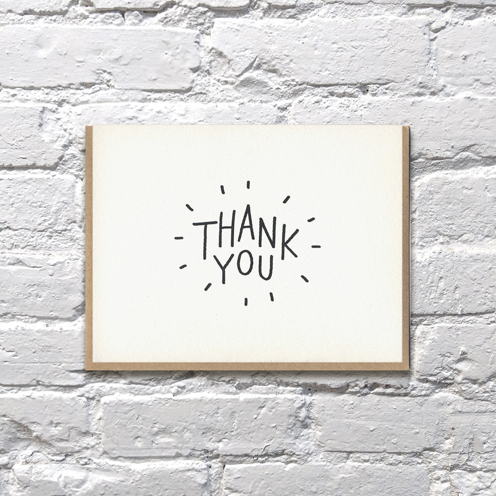 Set of 6 TY-09 Thank You (lines) (boxed note) – Bench Pressed Letterpress